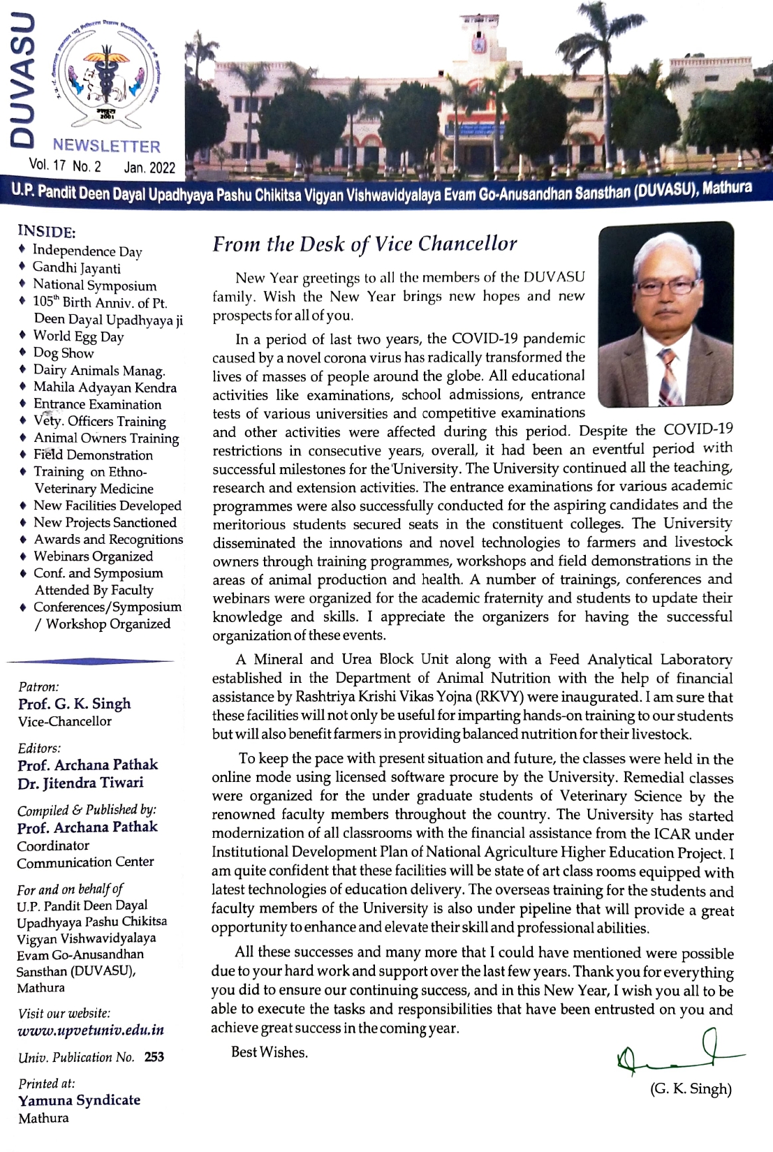 DUVASU Newsletter – duvasu mathura